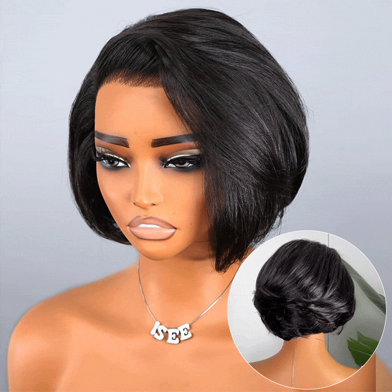 ISEE Wear Go Blow Out Straight Bob 7x5 HD Lace Glueless Wig Pre-Bleached Tiny Knots