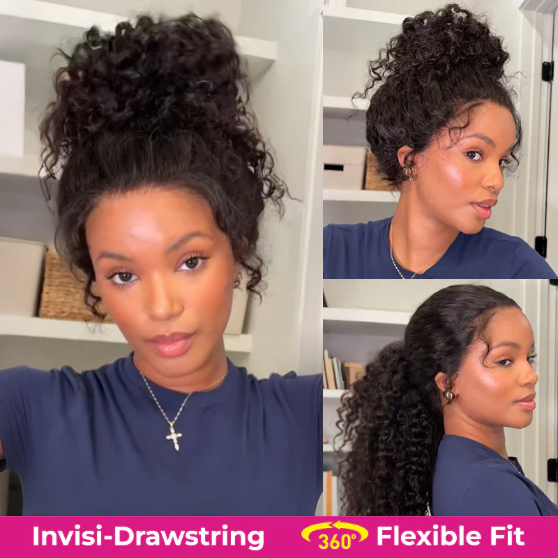 ISEE Invisi Draw-strings 360 Water Wave Pre-Cut Lace Wear Go Wig Pre ...